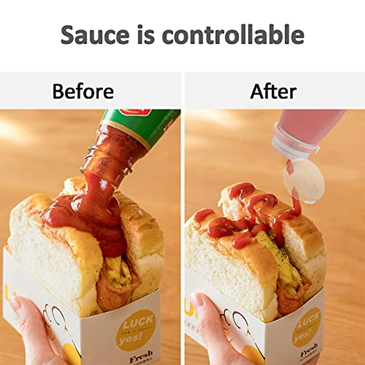 TACYKIBD 4Pcs Squeeze Salad Dressing Bottles, Leakproof Mini Sauce Condiment Bottles and Portable Dressing for Lunch with Bandage, Salad Dressing to Go Container with 2Pcs Cleaning Brush (38ml)