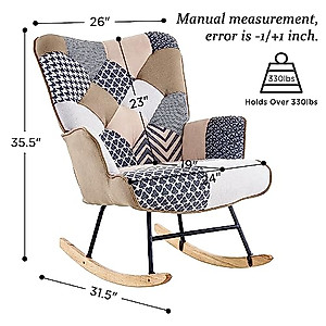 Fahomiss Rocking Chair Nursery -Rocking Chair for Nursery Glider Chair with High Backrest Comfy Glider Chair for Nursery, Living Room, Bedroom Recliner (Warm Color)