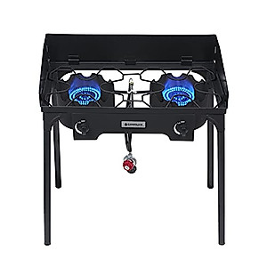 Camplux Outdoor Stove Double Burners Propane Stove 260,000 BTU/Hr Gas Cooker for Outdoor Cooking