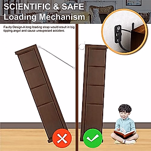 ICERO Furniture Straps (8 Pack) Anti Tip Furniture Anchors for Baby Proofing, Dresser Wall Safety Anchor, Furniture Wall Anchor, Wall anchors for furniture, Adjustable Child Safety Straps, Black