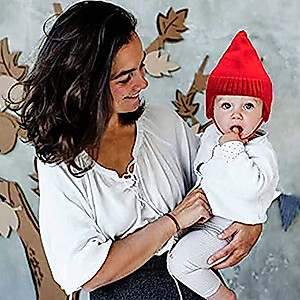 Children-Hat Knitted Beanie Fashion - Girls Boys Knitted Beanie Sharp Pointed Warm Cap (Red)