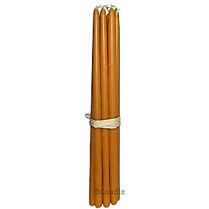 BCandle 100% Beeswax 6-Hour Candles (Set of 6) Organic Hand Made - 11 Inches Tall, 1/2 Inch Thick; Tapers