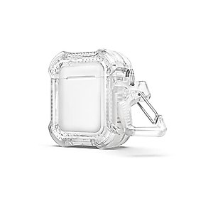 Dexnor Compatible with Airpods 1&2 Case, Clear Hard 2-Peice AirPods 1st(2016) & AirPods 2nd(2019) Generation Case with Keychain Clip for Boys Girls Women Men[LED Visible Support Wireless Charging]