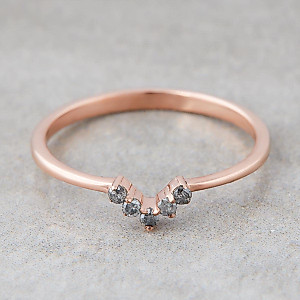 Dfine Jewelry Store 1/2CT Princess Salt and Pepper Diamond Engagement Ring Set For Women Rose Gold Finish 925 Sterling Silver (7.5)