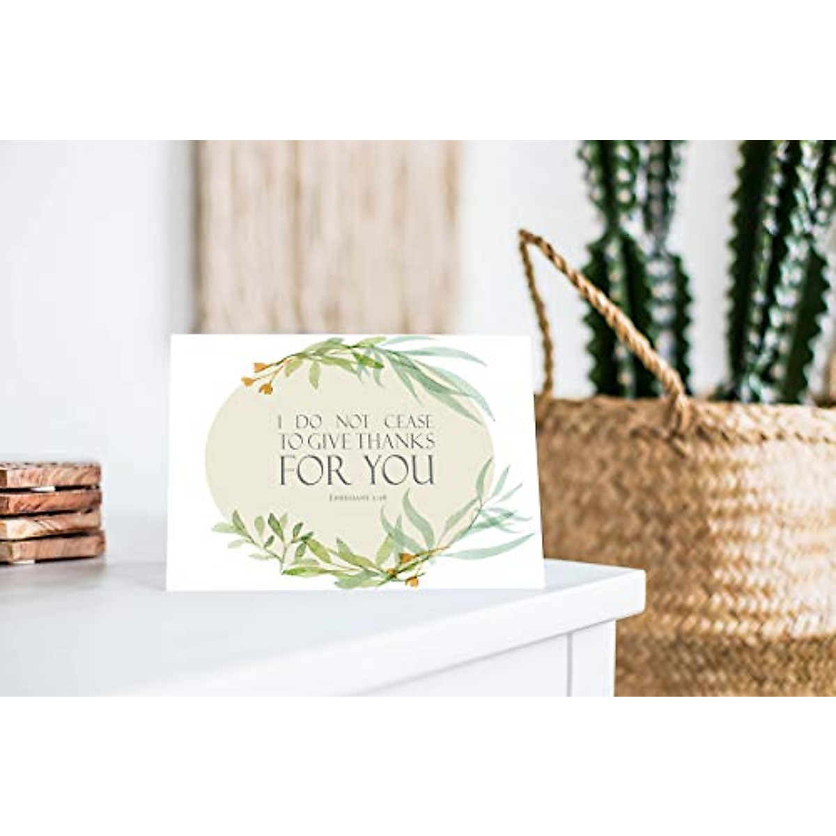 JBH Creations Religious Thank You Cards with Bible Verse - Watercolor Scripture Design - Pack of 24 - Oval