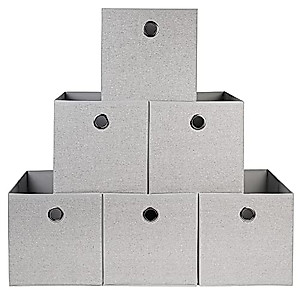 BOMKEE Closet Organizers and Storage Bins, Collapsible Drawers Organizer Foldable Storage Cubes Storage Baskets for Home Bedroom Office Closet (Set of 6, 12*12*12inch)
