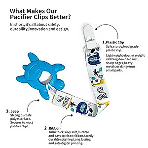 PandaEar 6 Pack Baby Pacifier Clips| Universal Neutral Pacifier Holder Binky Clips for Boys and Girls Teething| Most Pacifier Styles and Baby