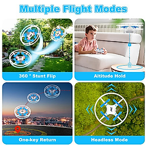 Mini Drone for Kids, 2.4Ghz Remote Control Drone, 360 ° Flips Auto Hovering Beginner UFO Drone, Headless Mode, One Key Return Small Quadcopter, Helicopter Drone Toy with LED Lights for Boys Girls Gift