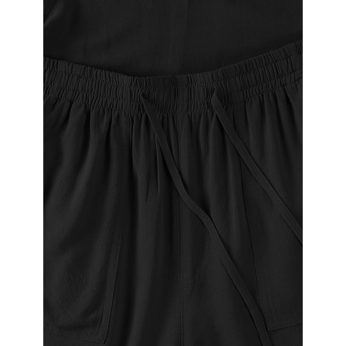 Womens Linen Shorts with Elastic Waistband Comfort Fit Skinsoft Summer Shorts (Large, 3bh05_Black)