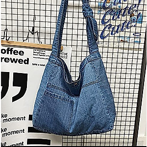 Women Denim Tote Bag Denim Shoulder Bag Hobo Crossbody Handbag Casual School Work Beach Bag(A13)