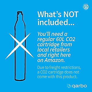 qarbo sparkling water maker Bundle with 4 bottles, 3 aircharge caps and cleaning brush (Chrome)