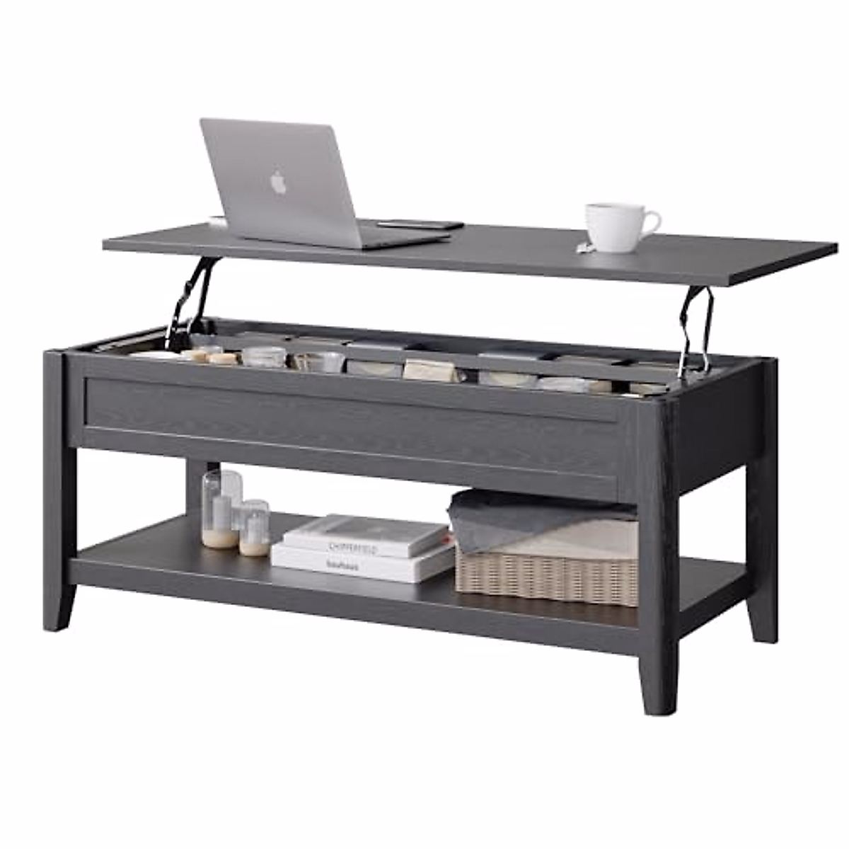 UpWiew Lift Top Coffee Table, 42x19x17 Inches Black