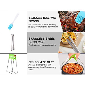 7 Inch 10pcs Air Fryer Accessories Set Fit for Gowise Gourmia Cozyna Ninja,Fit All 3.2qt-6.8qt Air Fryer,Kits with Skewers Silicone Mat,Pizza Pan,Cake Barrel,Non-Stick,Dishwasher Safe,Universal,Black