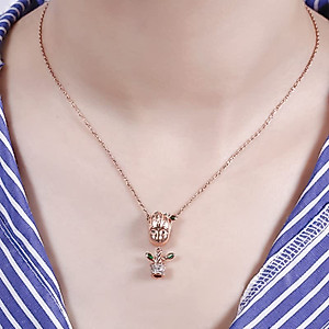 Jeulia 17.7 inch Tree Necklace Man Women Jewelry 925 Sterling Silver Pendant Necklace Chain Romantic Gift for Her Couples (1Rose Gold)