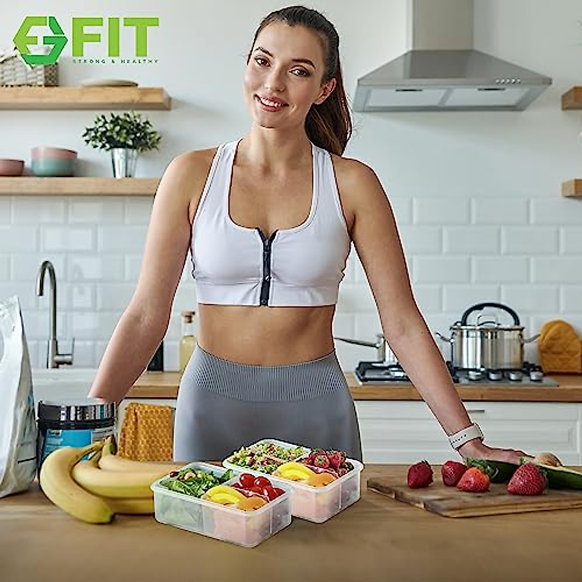 Bento Box Lunch Box Meal Prep Containers with Lids - Lunch Containers for Adults & Kids - Microwave, Freezer, & Dishwasher Safe, Leakproof Reusable Food Prep Containers, 3 Compartments (39 oz, 3 Pack)