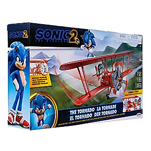 SONIC THE HEDGEHOG 2 The Tornado Playset - Biplane Vehicle, Sonic Figure and Exclusive Tails Figure, Spin The Planes Propeller and Pose Sonic on The Wings with This Interactive Playset!