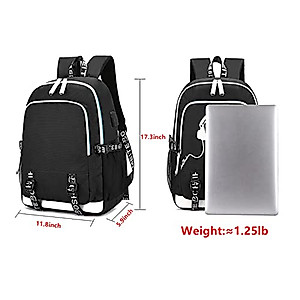 LanboQ Teens Cristiano Ronaldo Knapsack Casual Daypacks Wear Resistant Travel Bookbag with USB Charging/Headphone Port