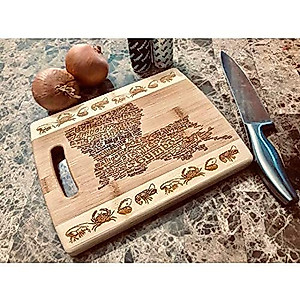 Engraved Louisiana State seafood decorative Bamboo chopping board