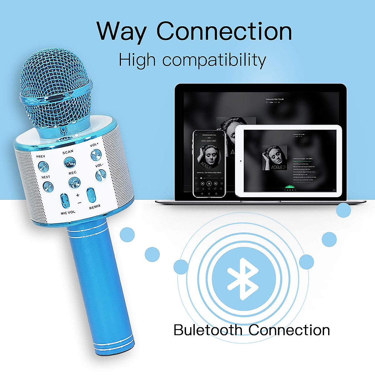 Keyian Toys for 2 3 4 5 6 Year Old Girls, Bluetooth Karaoke Microphone with Speaker for Kids Boys Girls Gifts Age 6-8 10-12