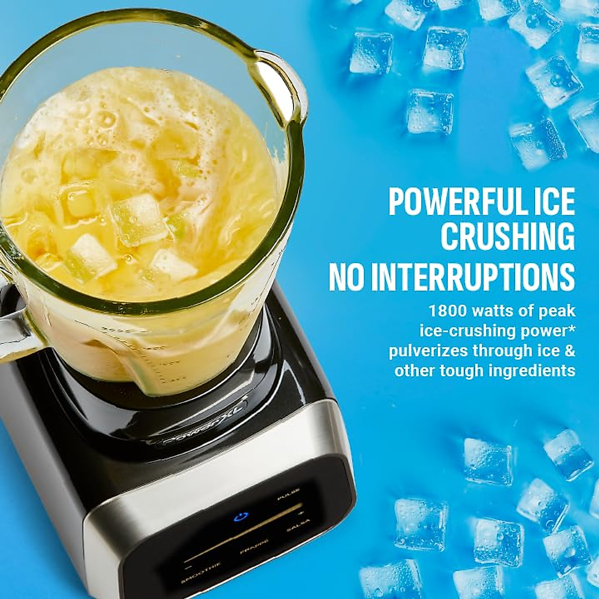PowerXL Smart Pro Blender, BL6018, Smart Sensing Technology for Smooth Blends, Frappés, Salsas, 1800 Watts & 68 oz. Glass Pitcher