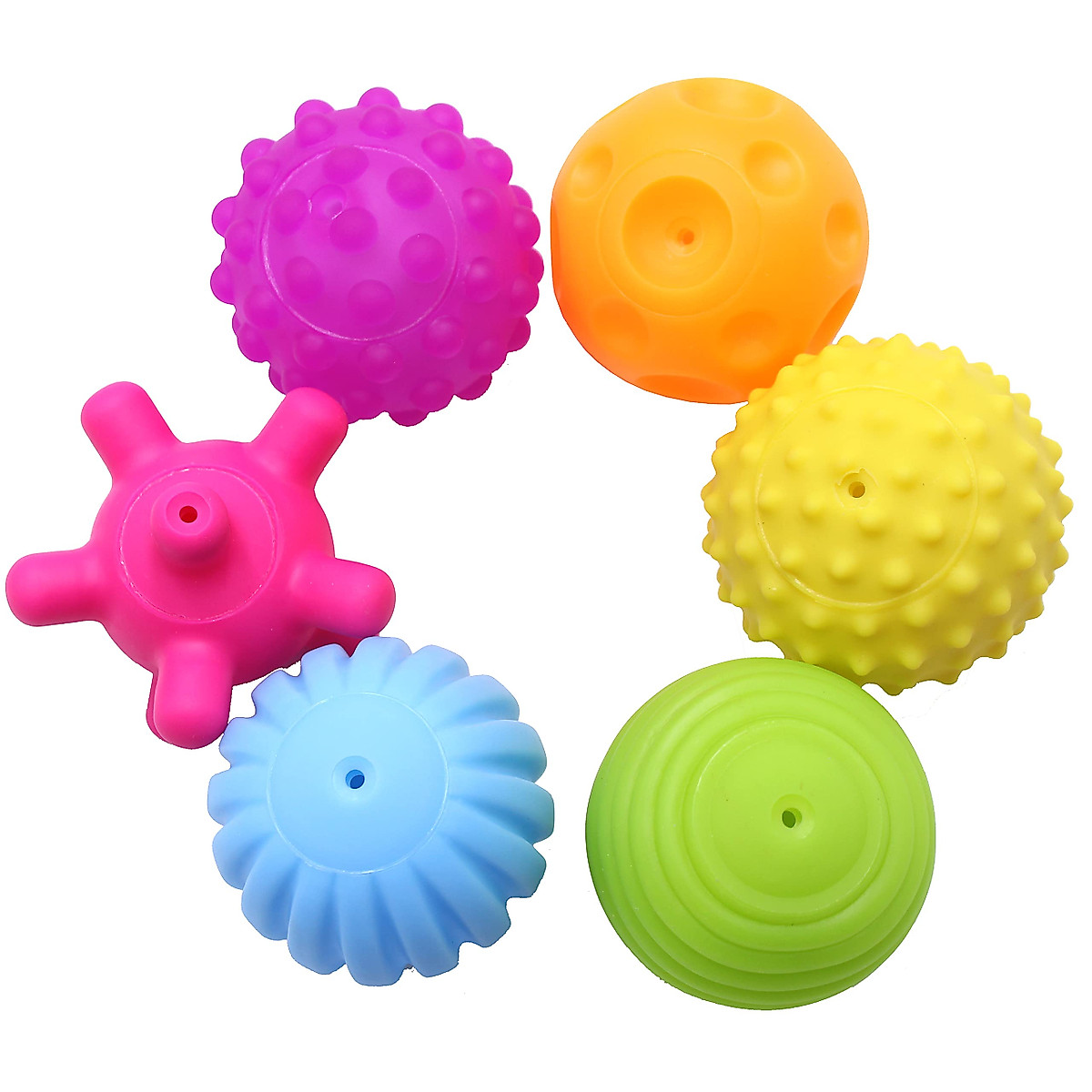 FIVOENDAR 6 Pack Sensory Balls for Kids, Massage Soft & Textured Balls Baby Hands Squeeze Balls Set Develop Kid's Tactile Senses Toys for Touch Hand Ball