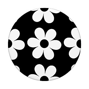 Trendy Flower Pattern Floral Black And White Gift PopSockets PopGrip: Swappable Grip for Phones & Tablets