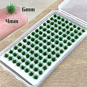 208 Pcs Static Grass Model Grass Tufts Railway Artificial Grass Miniature Grass Tuft Terrain Kit for DIY Model Railway Fairy Garden Diorama Scenery (Set A)
