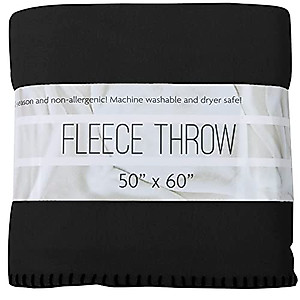 50x60 Throw Blankets, Fleece Throw Blanket for Livingroom, Couch, Chair, Bed (Solid Black)