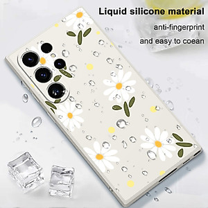 LEECG for Samsung Galaxy S23 Ultra Case, for Galaxy S23 Ultra Case Flowers Butterfly Anti Slip Shockproof Flexibility Soft Silicone Protector Phone for Samsung Galaxy S23 Ultra Case-Daisy White