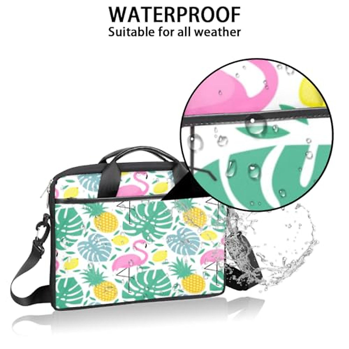 Pineapple Palm Tree Laptop Computer Bag Waterproof Shoulder Messenger Bag 13-15 inch Durable Laptop Tote Bag with Shoulder Strap Handle Lightweight Crossbody Briefcase