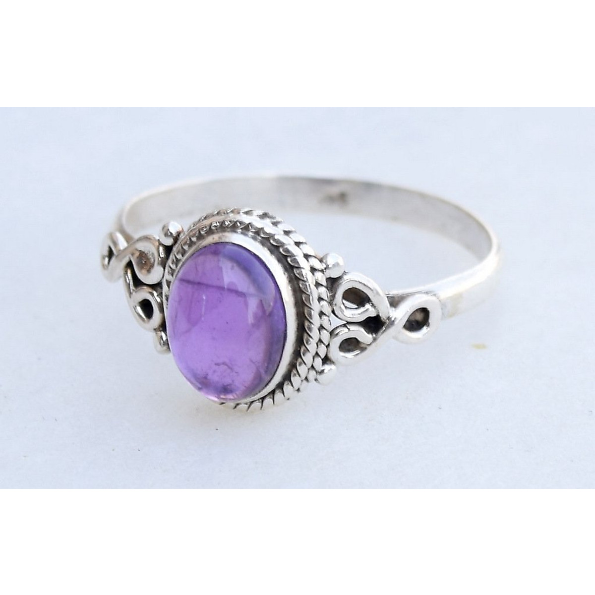 Amethyst Stone Ring 925 Sterling Silver Statement Ring For Women Handmade Rings Gemstone Christmas Promise Ring Size US 7 Gift For Her