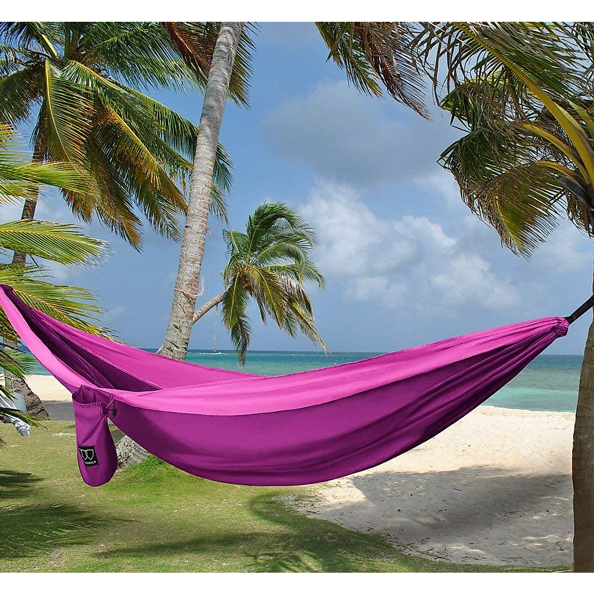 Gold Armour Camping Hammock with Bug Net - XL Double Hammock Portable Hammock Camping Accessories Gear Mosquito Bug Net Set for Outdoor Indoor, USA Based Brand (Fuchsia & Pink)