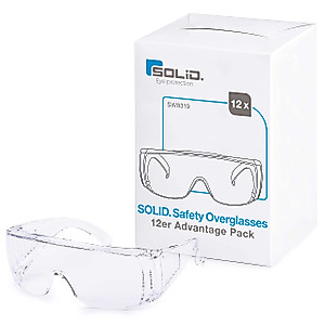 SolidWork 12-Pack Safety Glasses Clear Lens with Reinforced Side Shields, Anti Fog, Anti Scratch, Anti-Glare, Adjustable Temples, Protective Eyewear for Men & Women