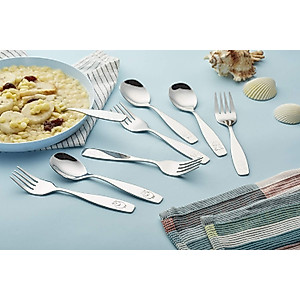 ANNOVA Kids Silverware Children's Safe Flatware Set Stainless Steel - Children Forks, Children Dinner Spoons, Toddler Utensils, Metal Cutlery Set for LunchBox (Engraved Dog Bunny) (Stainless Steel, 6)