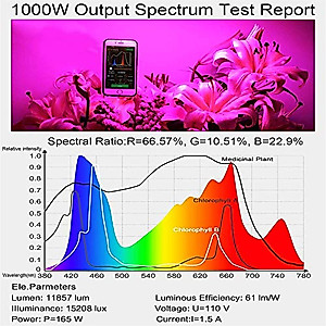 WZDRAGON 2024 Newest BW1000 LED Grow Lights Double Chips Full Spectrum for Greenhouse and Indoor Plant Veg and Flower Growing [White]