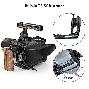 SMALLRIG Camera Cage Accessory Kit for BMPCC 6K Pro / 6K G2, with Top Handle Wooden Side Handle Cable Clamp for HDMI SSD Clamp Sunhood NATO Rail Screen Protector for BMPCC 6K Pro / 6K G2-3299