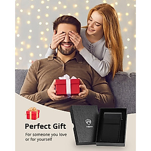 YESIIW Ultra-slim Wallet for Men - Pop up Card Holder Mens Wallet with RFID Protection Minimalist Metal Wallets Billeteras de Hombres Gifts for Men Dad Husband Boyfriend Black