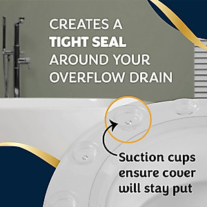 IMPRESA [2 Pack] Overflow Bath Drain Cover with Top Plug - Take a Deeper, More Luxurious Bath with a Tub Overflow Cover - Suction Cup Sealed Overflow Drain Cover Bathroom Tub - Bathtub Overflow