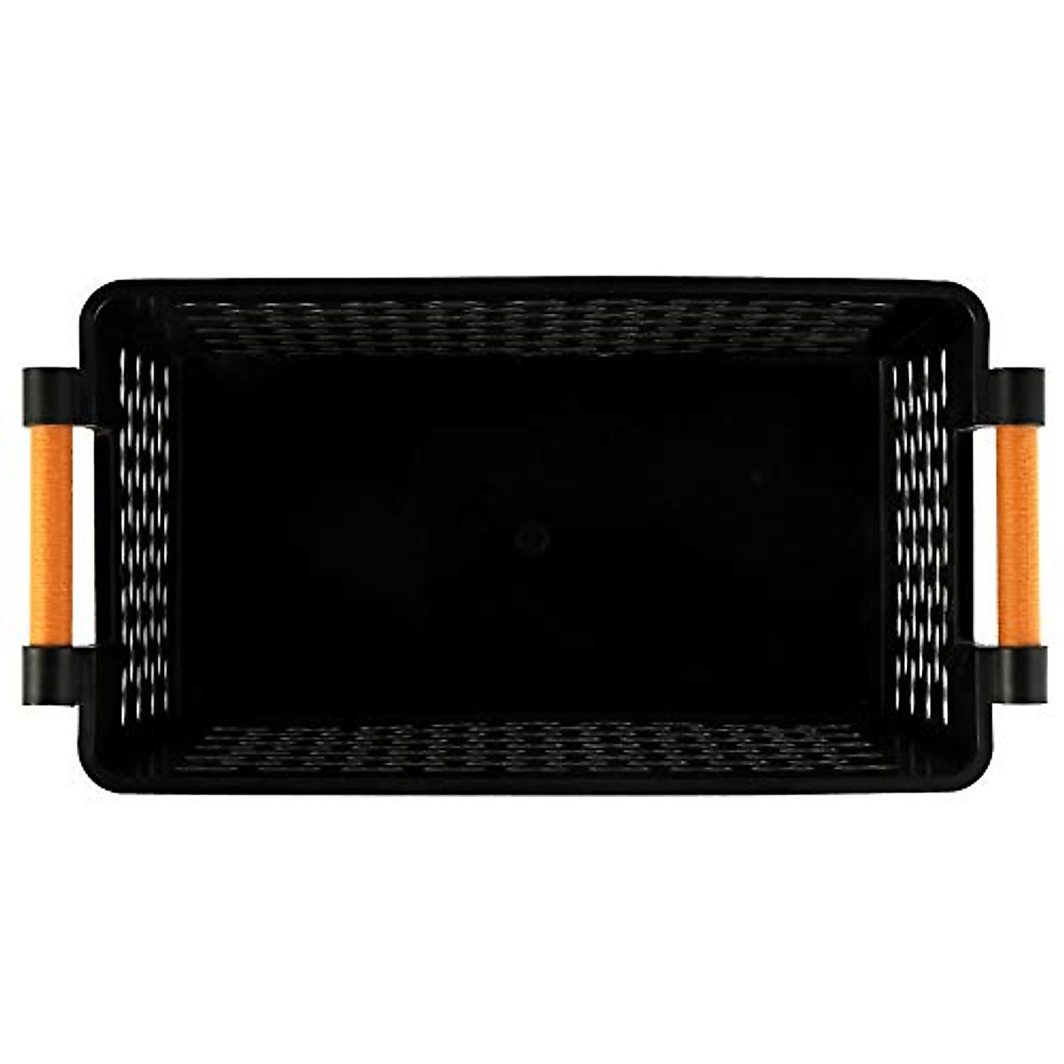 Yesland 6 Pack Plastic Storage Basket, Black Basket / Organizer / Bin with Handles for Home Office Closet