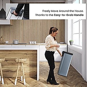 Home Zone Living 18.5 Gallon Large Capacity Kitchen Trash Can, Tall Stainless Steel Liner-Free Body, 70 Liter Capacity, Matte Black, Virtuoso Series