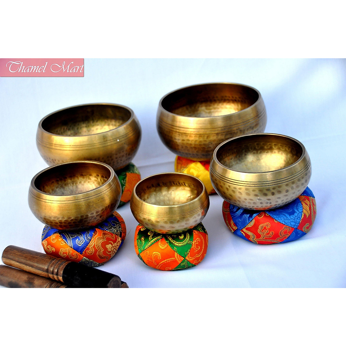 Set of 5 Hand Hammered Singing bowls-tibetan singing bowl-meditation bowls, Healing bowls