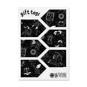 CENTRAL 23 - Black Wrapping Paper - Zodiac - Starsigns - 6 Sheets of Birthday Gift Wrap - Gothic Astrology - For Christmas - For Teenagers Men Women - Recyclable