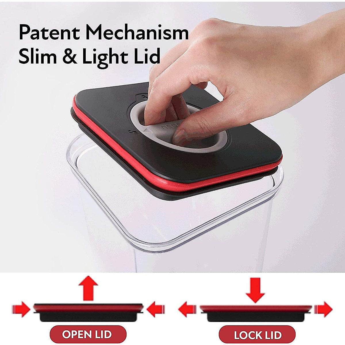 Kitchen Pantry 3 Set Airtight Smart Seal Dry Food Storage with Lid, Modular, Stackable, Square, Clear Canister for Cereal, Sugar, Flour, Snack, Coffee, Pasta Container (0.6L, 2.1 L, 2.7L)