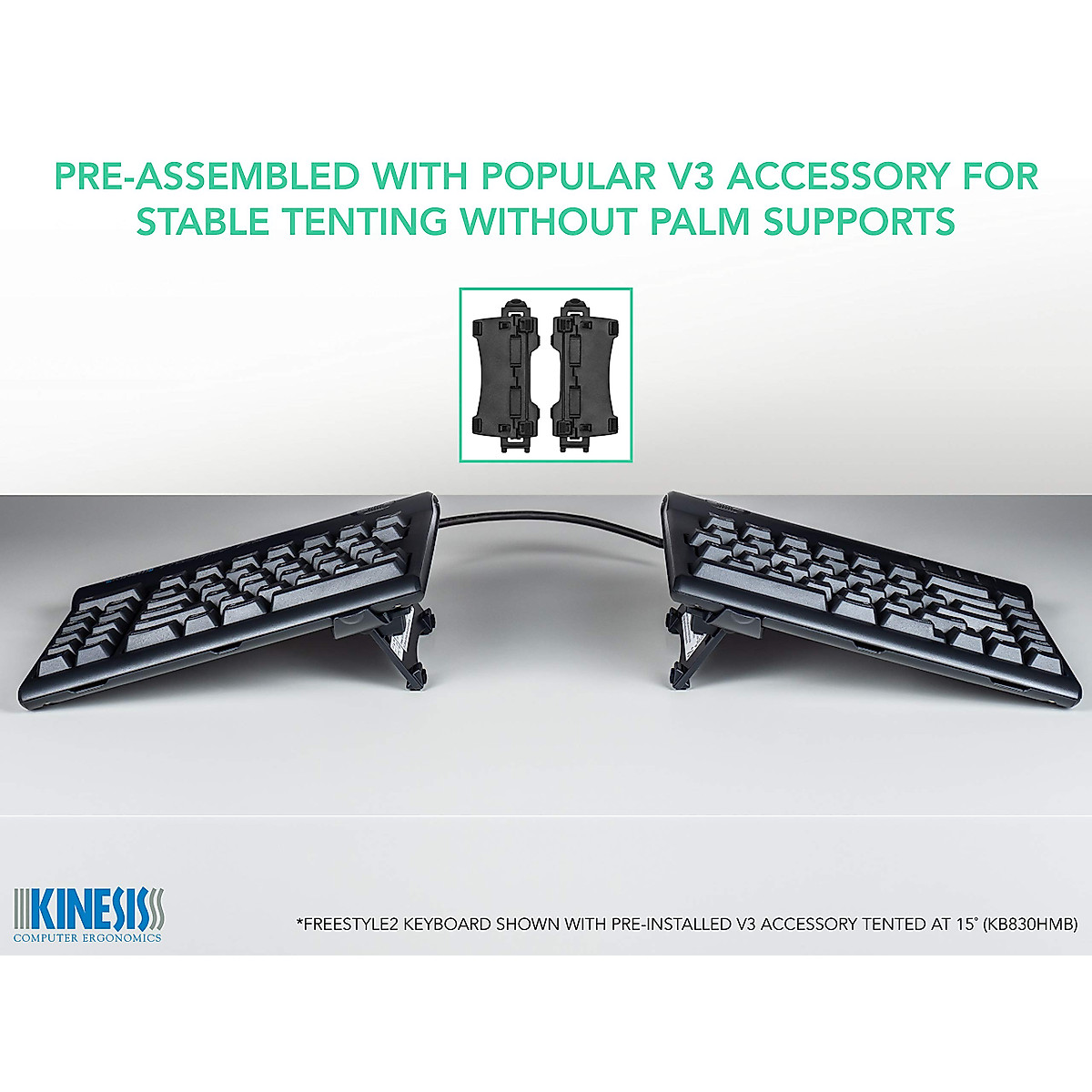 Kinesis Freestyle2 Ergonomic Keyboard w/ V3 Lifters for PC (9" Separation)