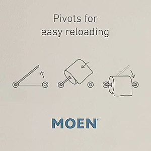 Moen Genta Matte Black Modern Double Post Wall Mount Pivoting Toilet Paper Holder, BH3808BL