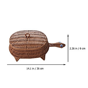 BESTOYARD Turtle Rattan Basket Pantry Wicker Basket Makeup Basket Handmade Rattan Baskets Rattan Woven Basket Toy Container Trinket Tray Chips Imitation Rattan Plastic Rattan Candy Plate