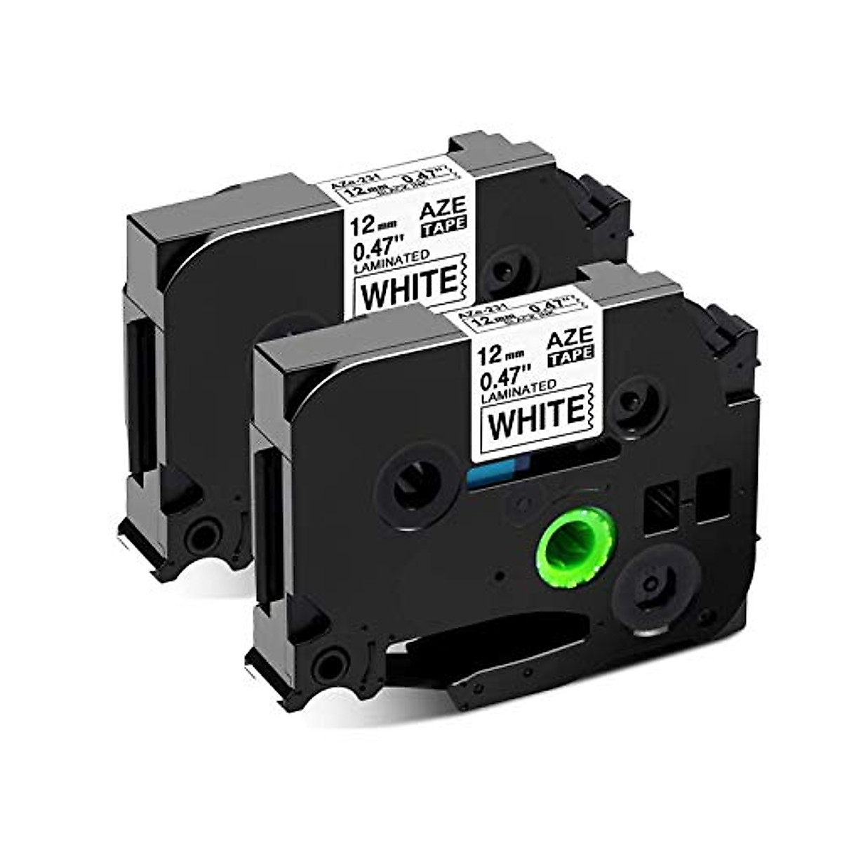 AOJE Compatible Label Tape Replacement for Brother P-Touch TZe-231 12mm 0.47 Black on White Tape TZe231 TZ Laminated Work with Brother Ptouch Label Makers 1230 1280 1880, 2-Pack