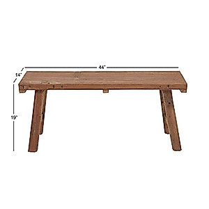 Deco 79 Wood Handmade Natural Bench, 44" x 14" x 19", Brown