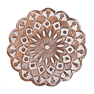 Set of 4 Wooden Trivet for Hot Dishes Pots and Pans Tea Pot Holders Nonslip Heat Resistant Kitchen Counter Accessories Housewarming Gift (MD2205) 8" Diameter