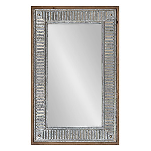 Kate and Laurel Deely Farmhouse Wall Mirror, 20 x 30, Rustic Brown and Silver, Rustic Wall Decor with Galvanized Metal Frame